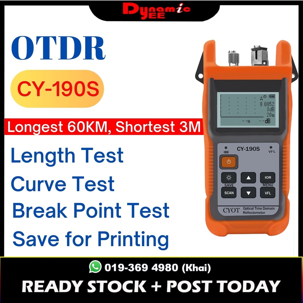 OTDR CY-190S 60KM 1550nm Fiber Optical Ranger Reflectometer Optic Built ...