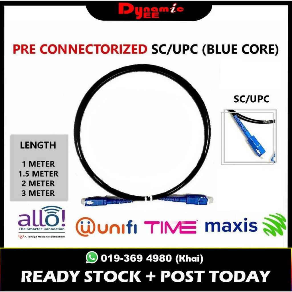 Pre Connectorized SC/UPC (Blue Core) Patch Cord FRP PR101 – Dynamic EE ...