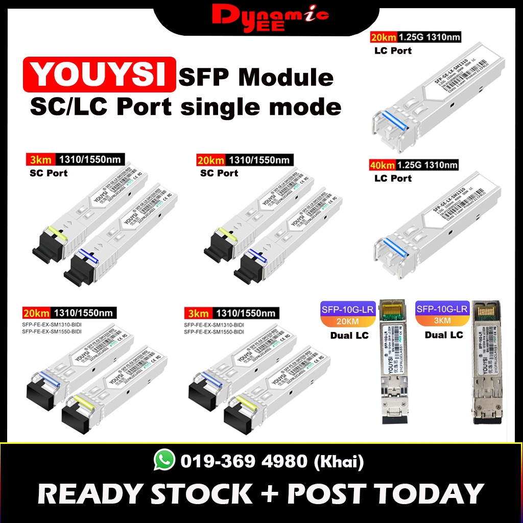 YOUYSI SFP MODULE SC/LC PORT GIGABIT SINGLE MODE SINGLE CORE OPTICAL ...
