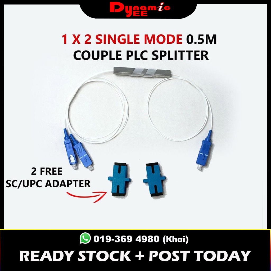 1 X 2 SINGLE MODE 0.5M COUPLE PLC SPLITTER (0.9MM) with 2 SC/UPC ...