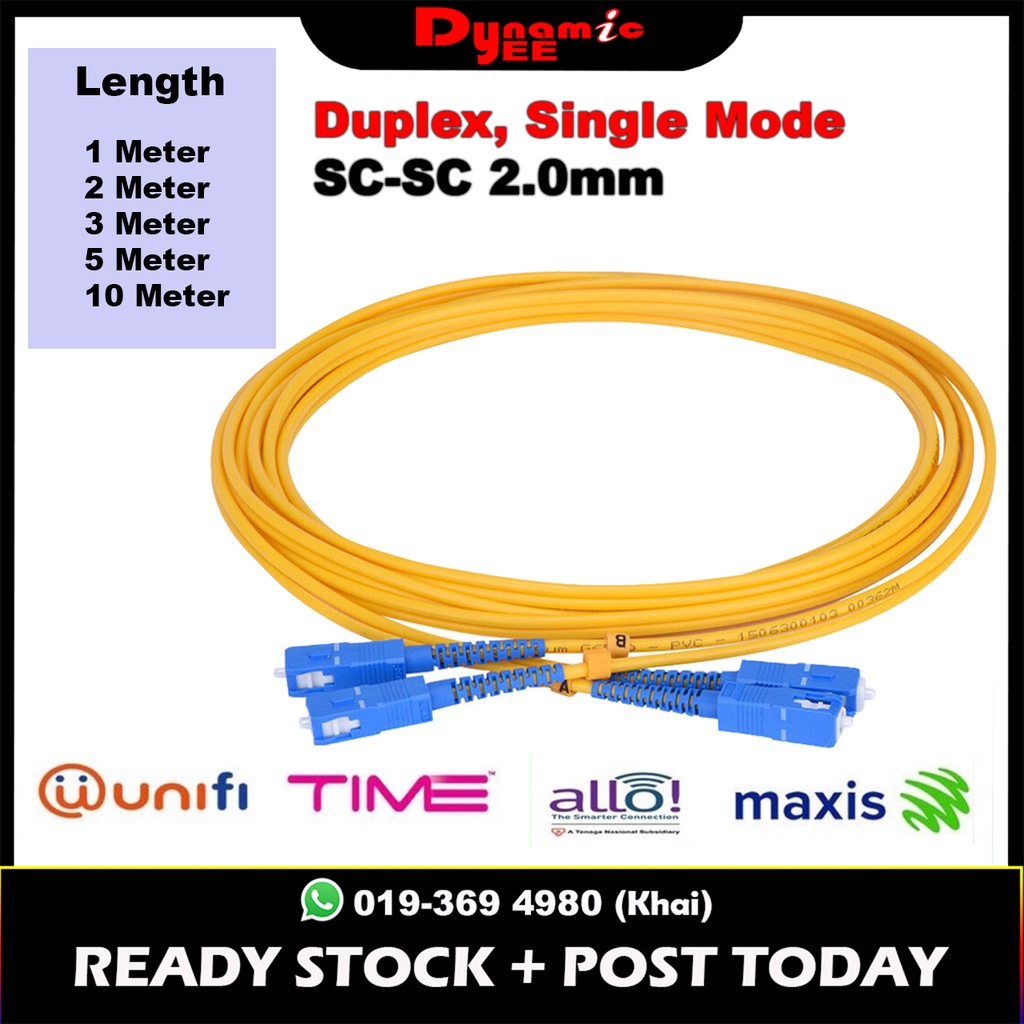 SC-SC Duplex Single Mode Optical Fiber Patch Cord Cable 2.0 – 1m 2m 3m 5m 10m FTTH PC002 ...