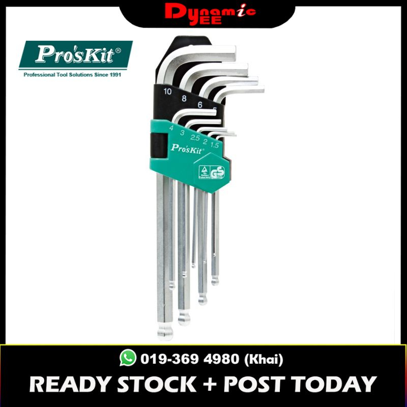 PRO’SKIT 9PCS Ball Point Long Arm Hex Key Set HW-229B – Dynamic EE Zone Sdn Bhd