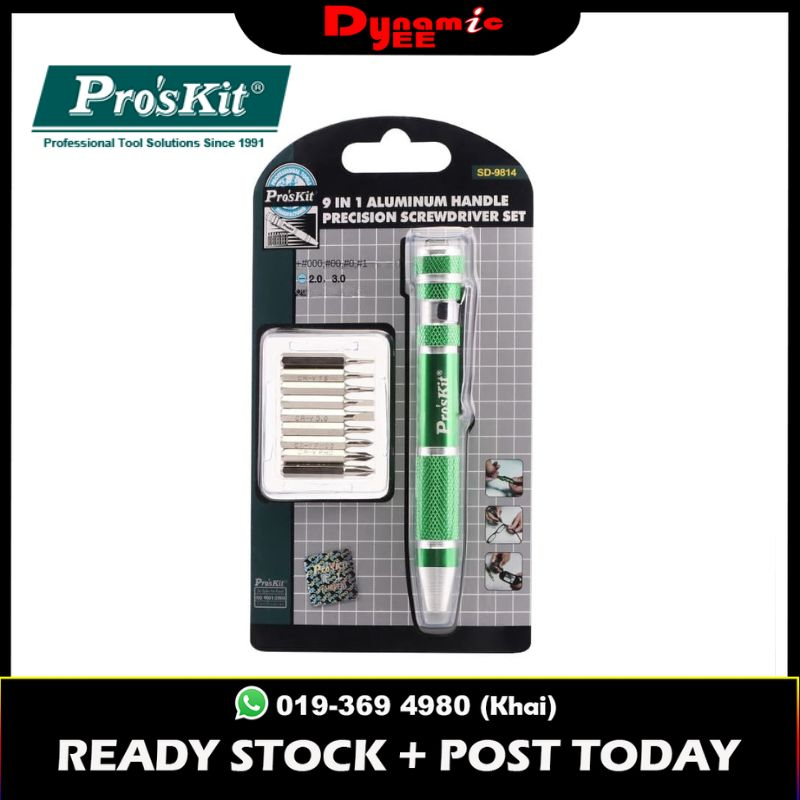 PRO'SKIT 9 in 1 Aluminum Handle Precision Screwdriver Set SD-9814 ...
