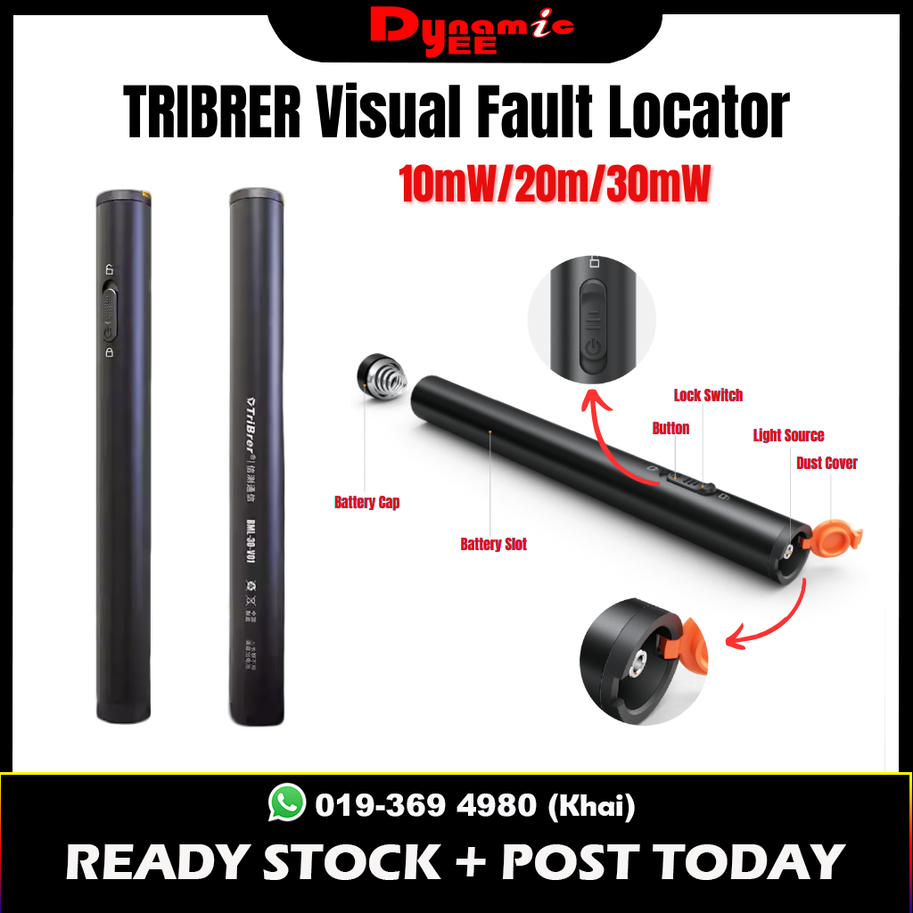 TRIBRER VFL Visual Fault Locator Fiber Optic Pen Red Light 10mW 20mW 30mW VL201 – Dynamic EE ...