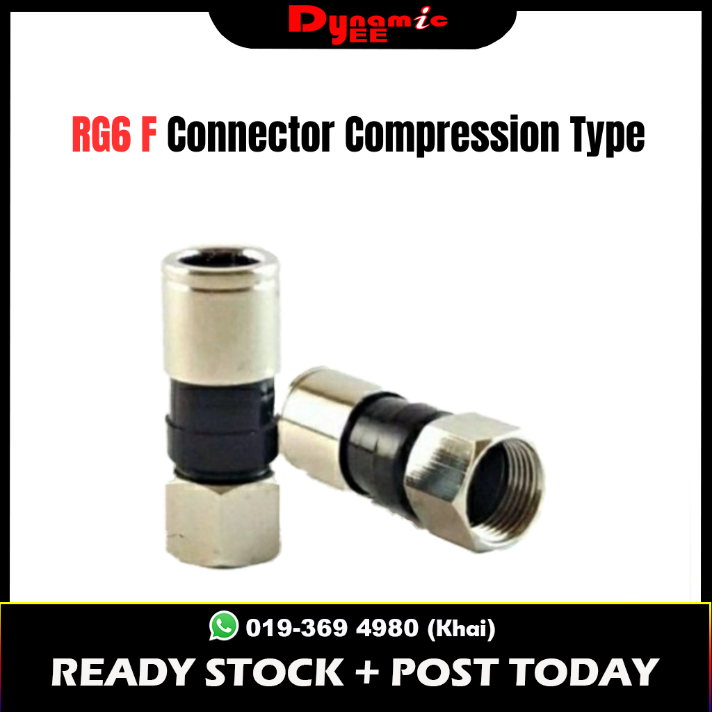 100pcs RG6 F Connector Compression Type (RF Coaxial Cable Connector ...