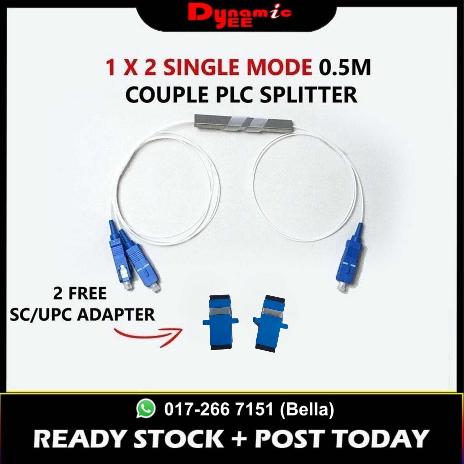 1 X 2 SINGLE MODE 0.5M COUPLE PLC SPLITTER (0.9MM) with 2 SC/UPC ...